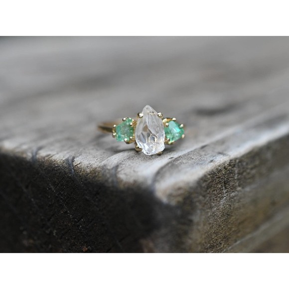 Jewelry | Real Emerald Rings Genuine Uncut Emerald Jewelry Raw Diamond ...